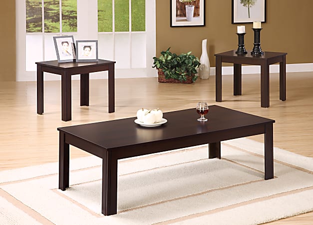 Monarch Specialties 3 Piece Table Set Rectangular Cappuccino Office Depot